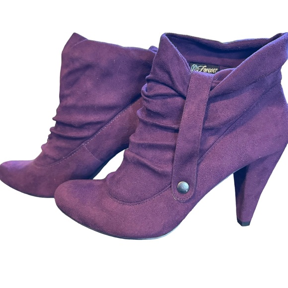 Forever 21 | Shoes | Forever Purple Plum Ankle Booties Heels Button ...